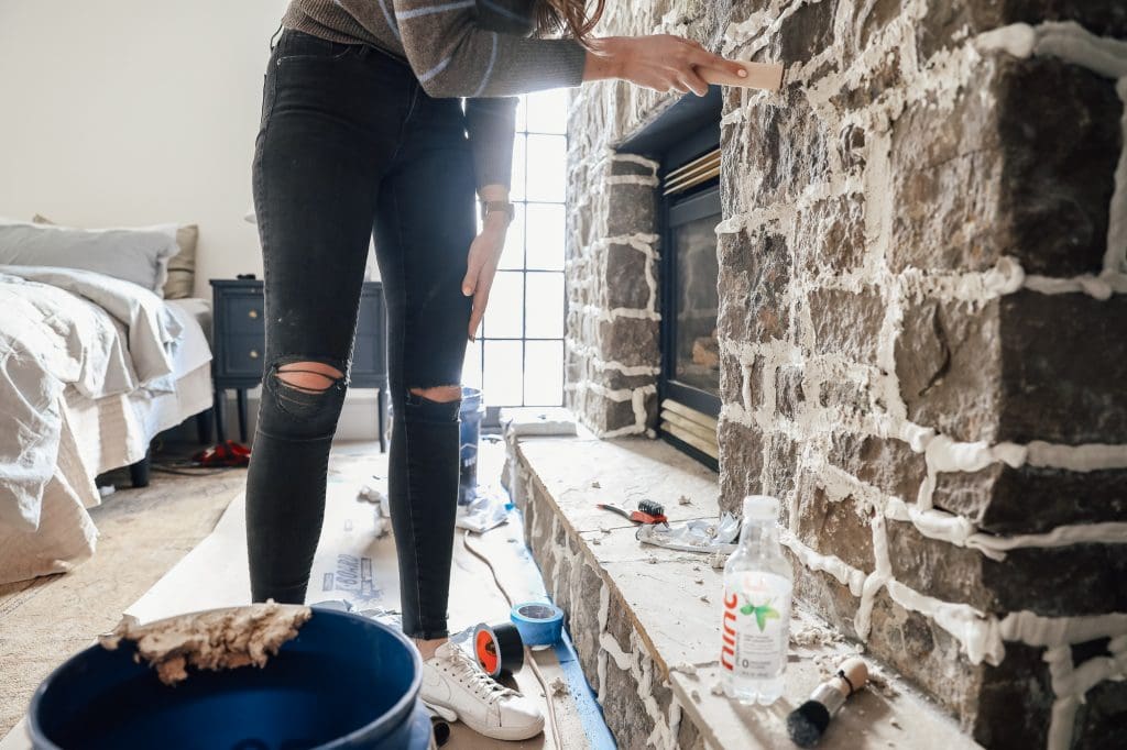 How to: DIY Over-Grouted Stone Fireplace! (For Under $200!) - Chris ...