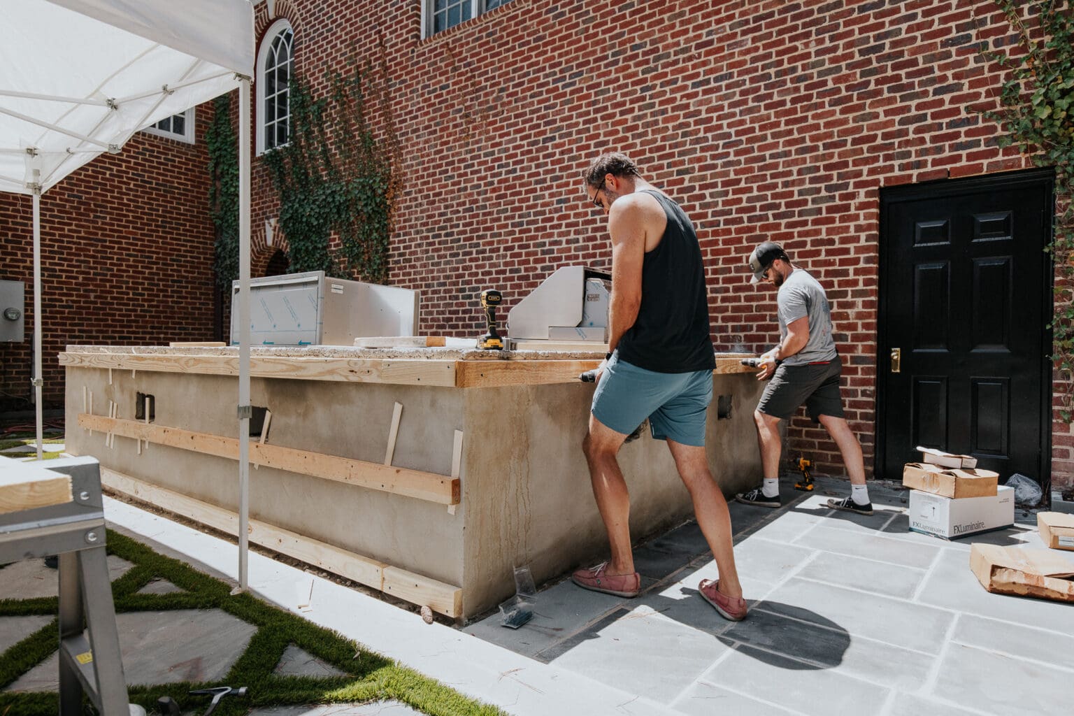 DIY Outdoor Kitchen Paneling - Chris Loves Julia
